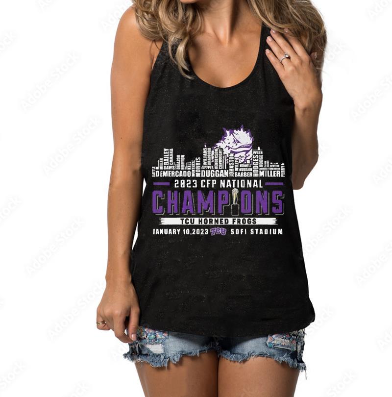 TCU Horned Frogs Player Names Skyline 2023 CFP National Champions shirt ...